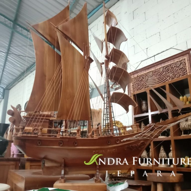 Miniatur Kapal Perahu Layar Bahan Kayu Jati Souvenir Produk Jepara ...