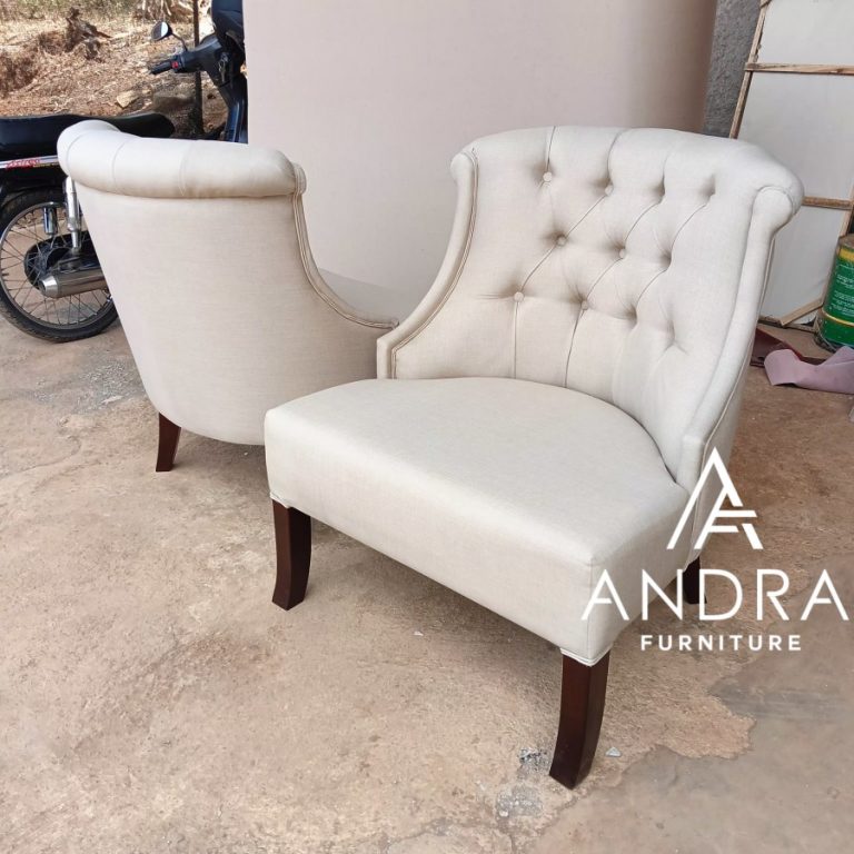 sofa kursi 1 single ukuran besar, sofa kursi tamu kain linen kayu jati