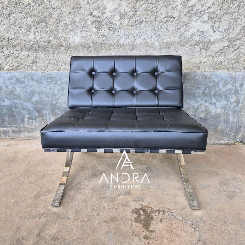 kursi sofa single stainless steel minimalis premium class furniture