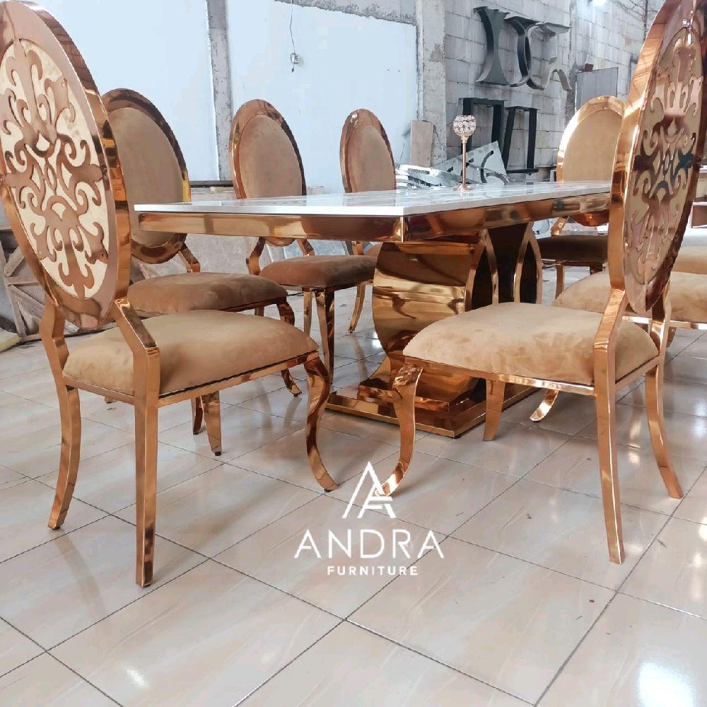 Meja Makan Stainless Plus Marner Carara Included 8 Kursi Stainless